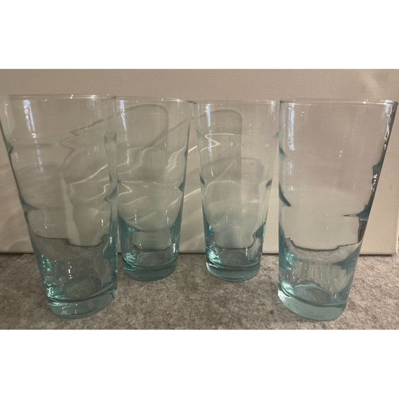 Libbey | Dining | 4 Vintage Blue Libbey Ice Tea Tumblers Saturn Ripple Optic 658 Inches Tall ...